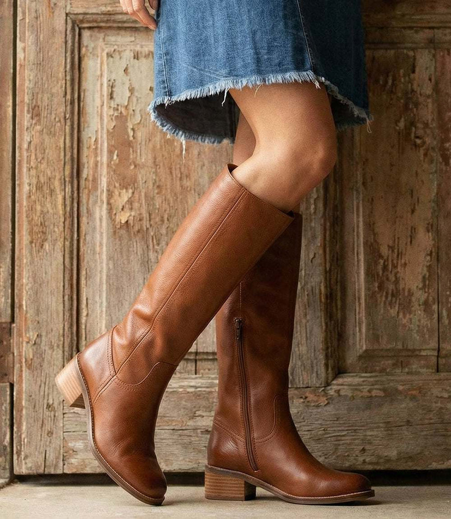 Round Toe Knee High Boots - Stylish Leather Fall Footwear – Karen Kane